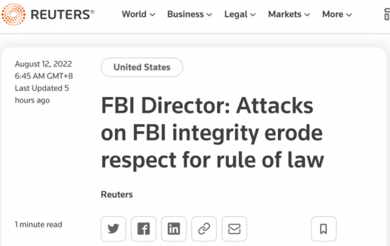 一携武器男子试图闯FBI办公室被击毙，FBI局长事后发声引争议_荔枝网新闻
