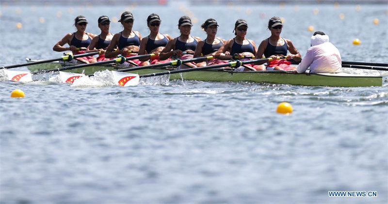 Chinese rowing team attend training session ahead of Tokyo Olympics